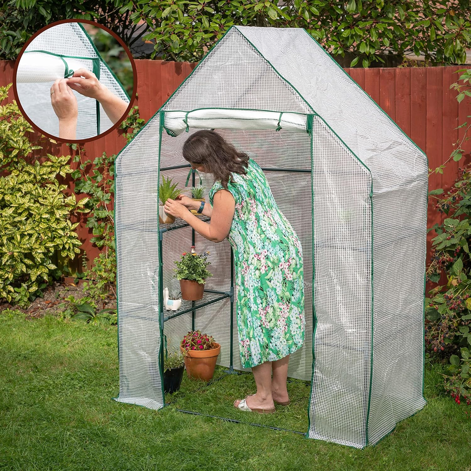 3-Tier Walk-In Medium Greenhouse with 6 Shelves for Extra Storage ...